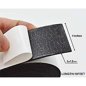 MagX Magnetic Tape with Adhesive 1"x10', Ultra Thick 60 mil, Magnetic Strip with Self Adhesive, Flexible Magnetic Roll Tape, Peel and Stick, Anisotropic Strong Magnets, Stationery, Office Supply