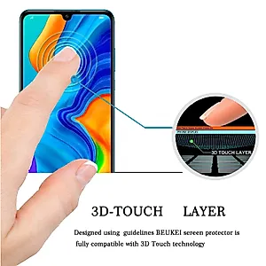 beukei (3 Pack) Compatible for Huawei P30 Lite Screen Protector Tempered Glass, Full Screen Coverage, Touch Sensitive,Case Friendly, 9H Hardness