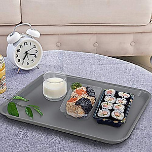 Begale Plastic Fast Food Serving Tray, Large Kitchen Dinner Tray, Set of 4, Grey