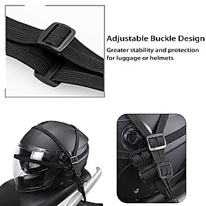 Dogxiong 23.6" Motorcycle Helmet Rope Luggage Elastic Rope, Luggage Helmet Retractable Mesh Elastic Rope Strap with 2 Hooks, Motorcycle Bungee Cord for Helmet Luggage