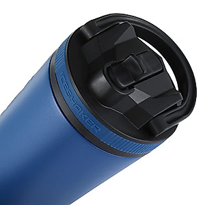 Ice Shaker 26 Oz Sport Bottle, Stainless Steel Water Bottle with Straw Lid, As Seen on Shark Tank, Insulated Water Bottle and Sports Water Bottle, Navy