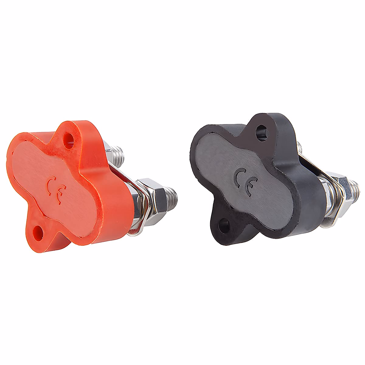 BELOMI 2PCS Battery Junction Block, 5/16" Insulated Power and Ground Battery Junction Post, M8 Dual Studs Power Distribution Block Terminal Post Bus Bar Accessories for Auto Car Marine Boat