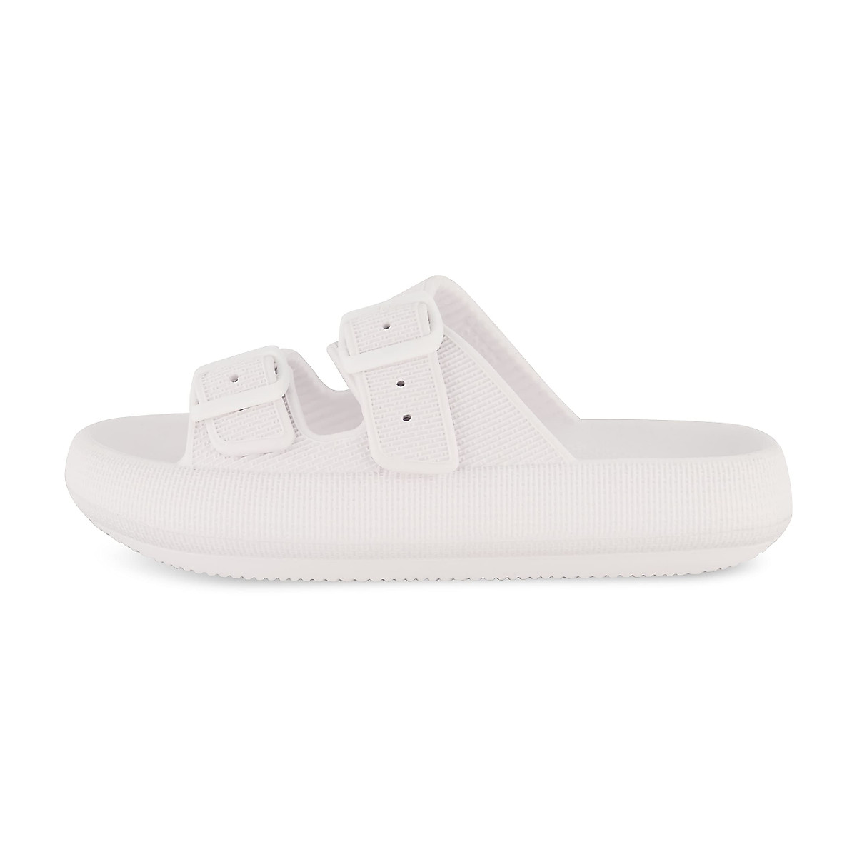 CUSHIONAIRE Women's Fame recovery cloud slide sandals with +Comfort, White 8