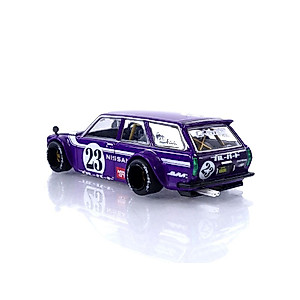 Datsun KAIDO 510 Wagon Carbon Fiber V1 Purple Kaido House 1/64 Diecast Model Car True Scale Miniatures KHMG062