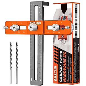 AUXTUR Cabinet Hardware Jig, Adjustable Cabinet Handle Template Tool with Alignment Hole, Punch Locator Drill Guide for Knobs,Handles and Pulls, Cabinet Template Tool for Drawer Cabinet Installation