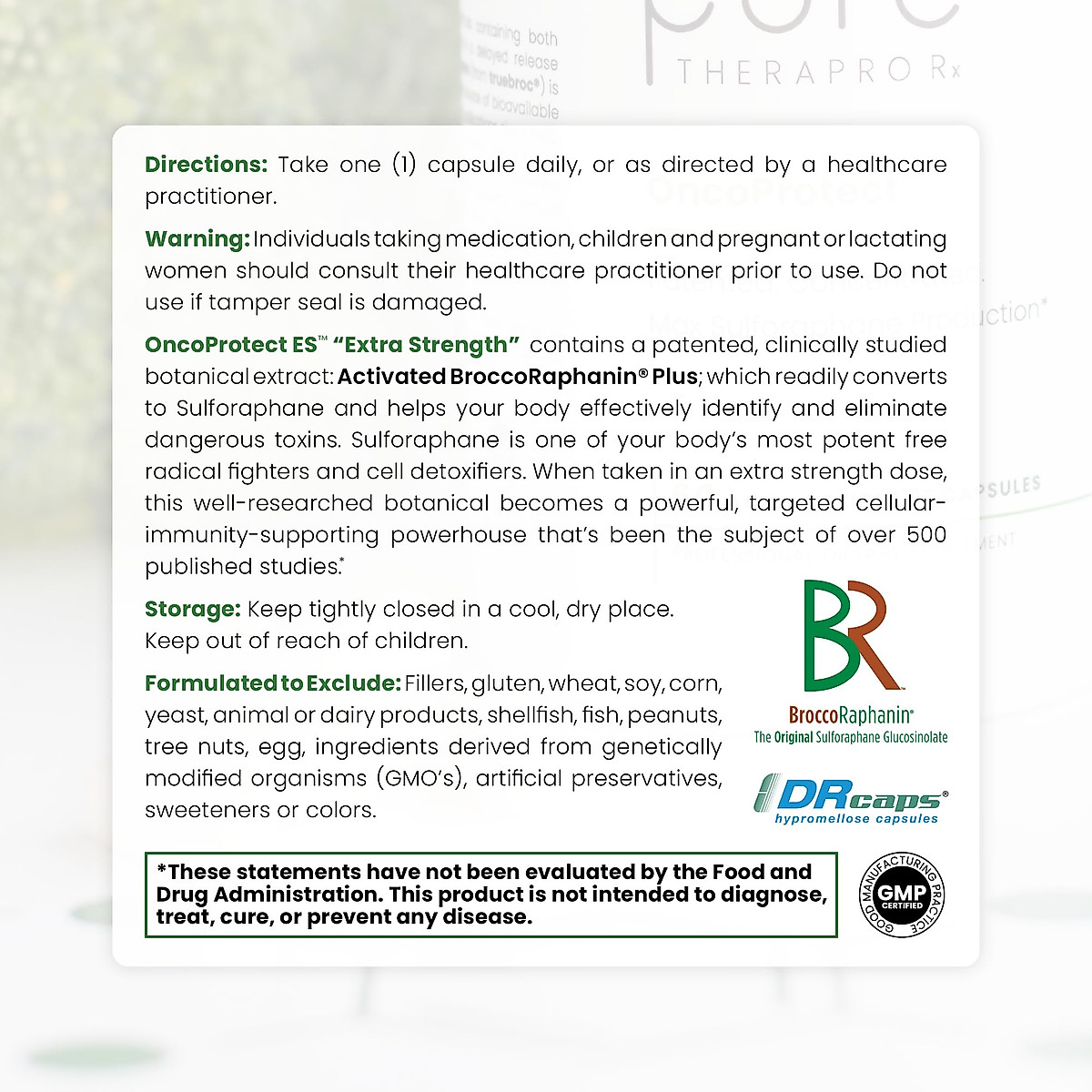 OncoProtect ES *HIGH DOSE* 60 VCaps | 60mg of Sulforaphane Per Capsule | Patented Activated BroccoRaphanin Broccoli Seed Extract Converted by Myrosinase | Zero Fillers, Vegan, Pharma Grade