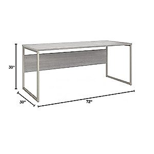 Bush Business Furniture Table with Open Metal Leg Design and Privacy Panel | Hybrid Large Computer Desk for Home Office, 72W x 30D, Platinum Gray