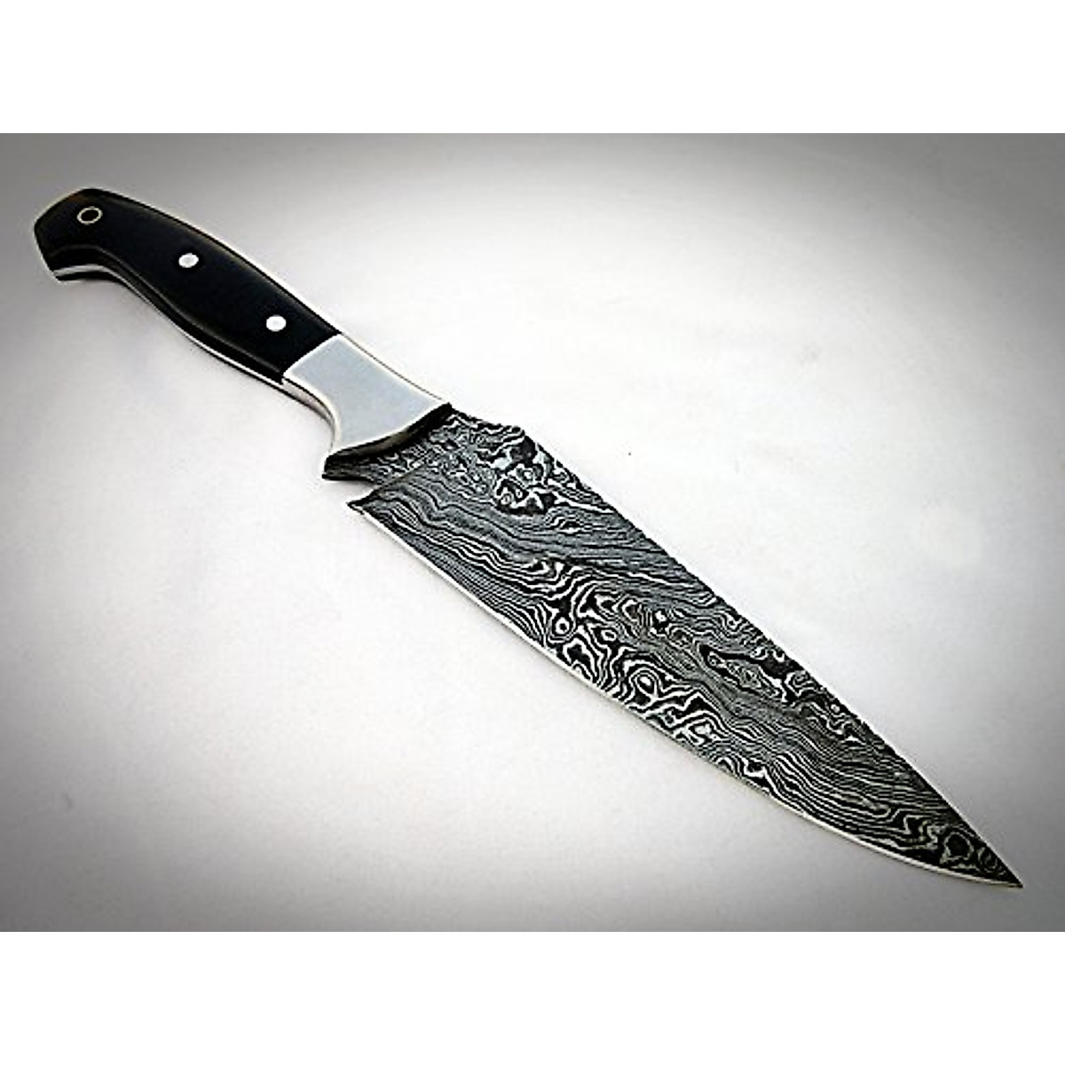 CF-28 Custom Handmade Damascus Steel 11.4" Inches Chef Knife - Beautiful Green and Black Micarta Handle
