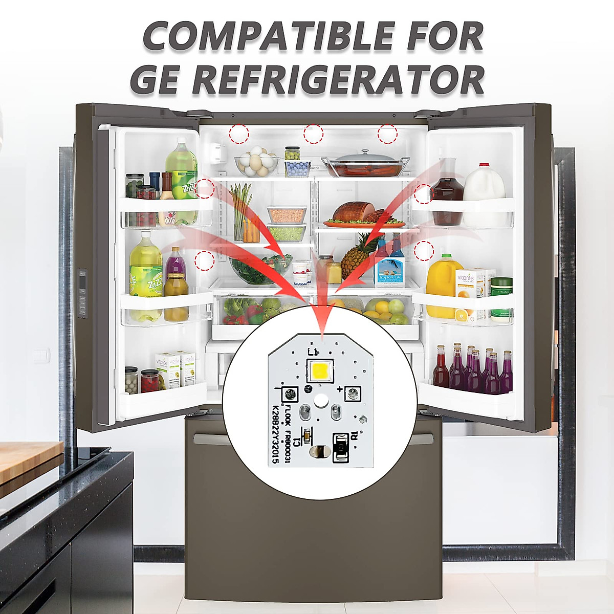 WISINY WR55X11132 Refrigerator LED Light for GE WR55X25754 Refrigerator Light Board,No Cover Only LED PCB Board Replace WR55X30602 WR55X26486 PS4704284 3033142 EAP12172918