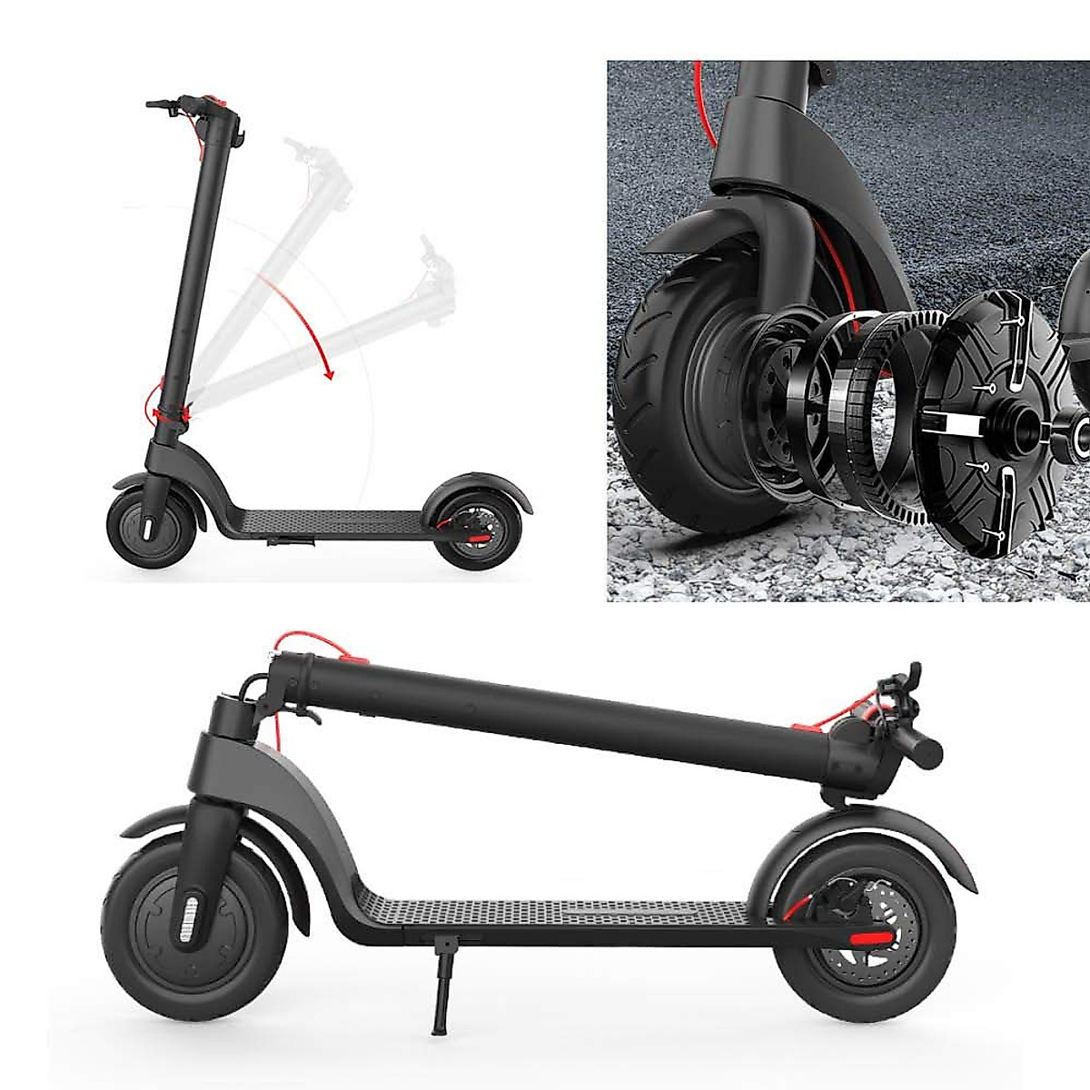 Eskuta KS-350 Long-Range Electric Powerful Kick Scooter, Ultra-Portable, Lightweight with Removable Quick Charging Battery, Triple Brakes & LED Digital Technology (Matte Black)