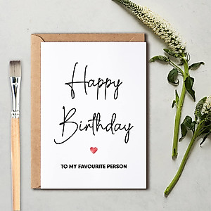 OystersPearl Happy Birthday To My Favourite Person - Birthday Card - Romantic Birthday Card - Valentine Card - Birthday Card - I Love You Card