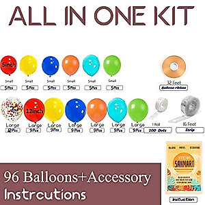 Circus Carnival Party Balloons Garland Arch Kit, Fiesta Rainbow Party Balloons, Red Yellow Blue Balloon Decoration Strip for Baby Shower, Paw Birthday Party, Wedding Party Decorations