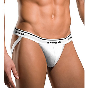 papi Men's 3-Pack Jockstrap, Athletic Supporter, Breathable Male Workout Underwear, Red/Black/Blue, Medium