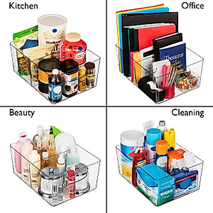 ClearSpace Plastic Storage Bins with Divider – Perfect Kitchen Organization or Pantry Storage – Fridge Organizer, Pantry Organization and Storage Bins, Cabinet Organizers