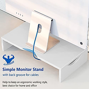 Zimilar 2 Pack Monitor Stand Riser, Wood Monitor Riser for 2 Monitors+Zimilar 20 inch Large Monitor Stand Riser with Phone Stand, Crystal Acrylic Monitor Stand with Keyboard Storage