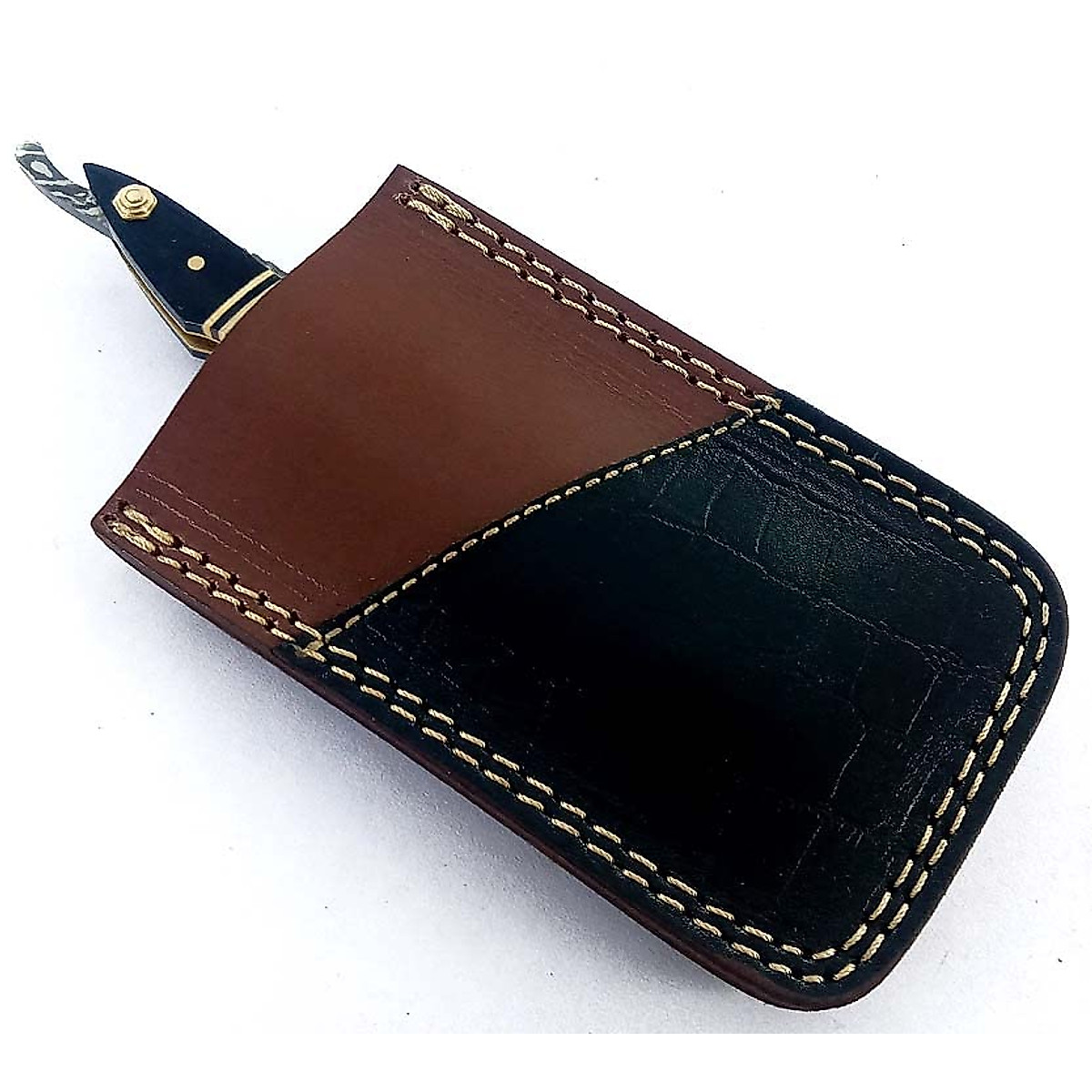 Damascus Steel Straight edge Razor Barber Salon Shaving wet shave real leather sheath for men SM151