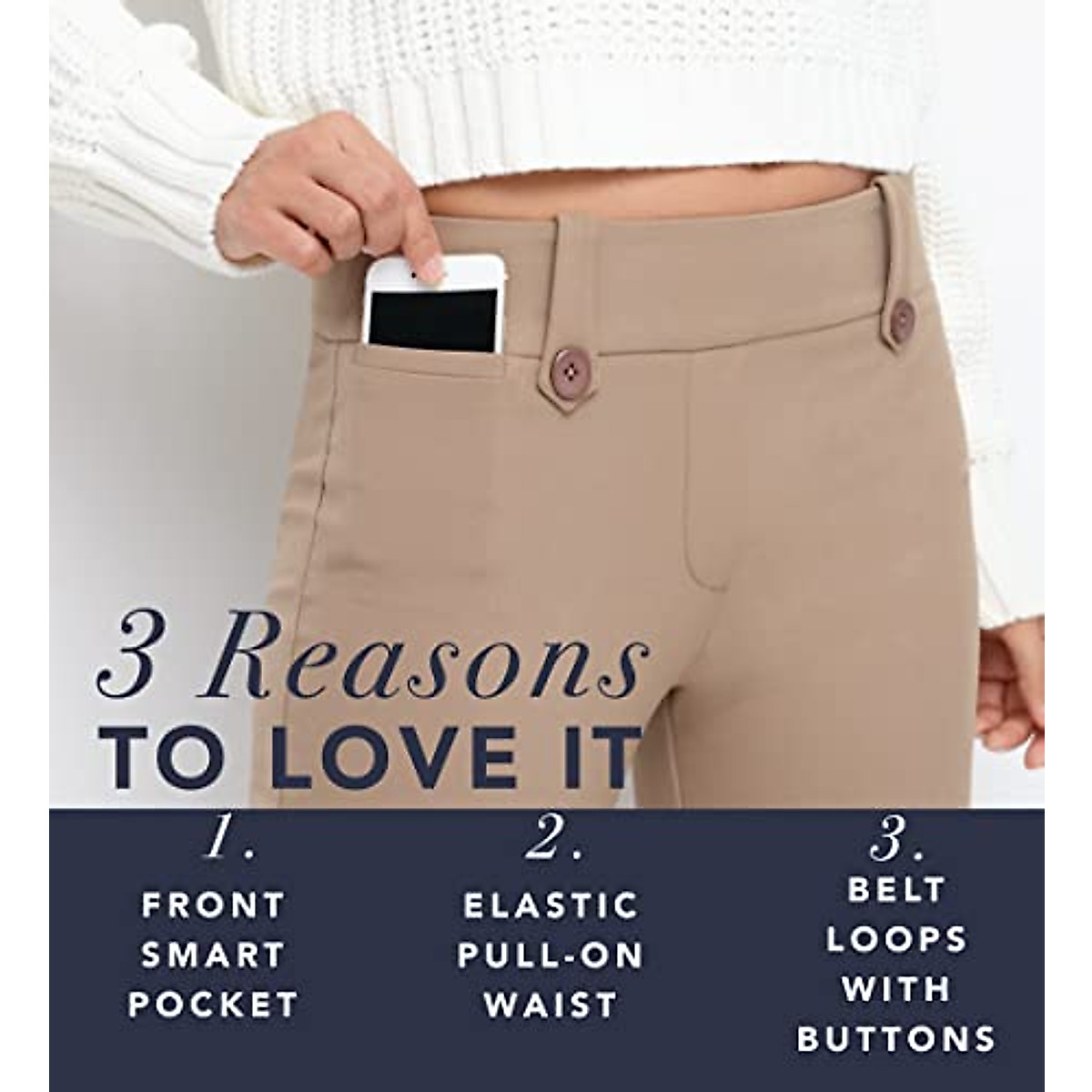 Rekucci Womens Smart Desk to Dinner Stretch Bootcut Pants w/Tummy Control (Black, 8)