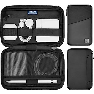 WIWU Electronics Organizer Travel Case, Travel Tech Pouch Carrying Bag for Hard Drives, Portable Handle Bag, Electronics Accessories Case for Cord Organizer, Apple Pencil, Cable, Charger,USB