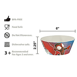 Zak Designs Marvel Spider-Man Dinnerware Set for Kids Includes 8" Plate, 6" Bowl, and 10oz Tumbler, Durable and Sustainable Melamine Bamboo Material (3-Piece Set, Spidey and His Amazing Friends)