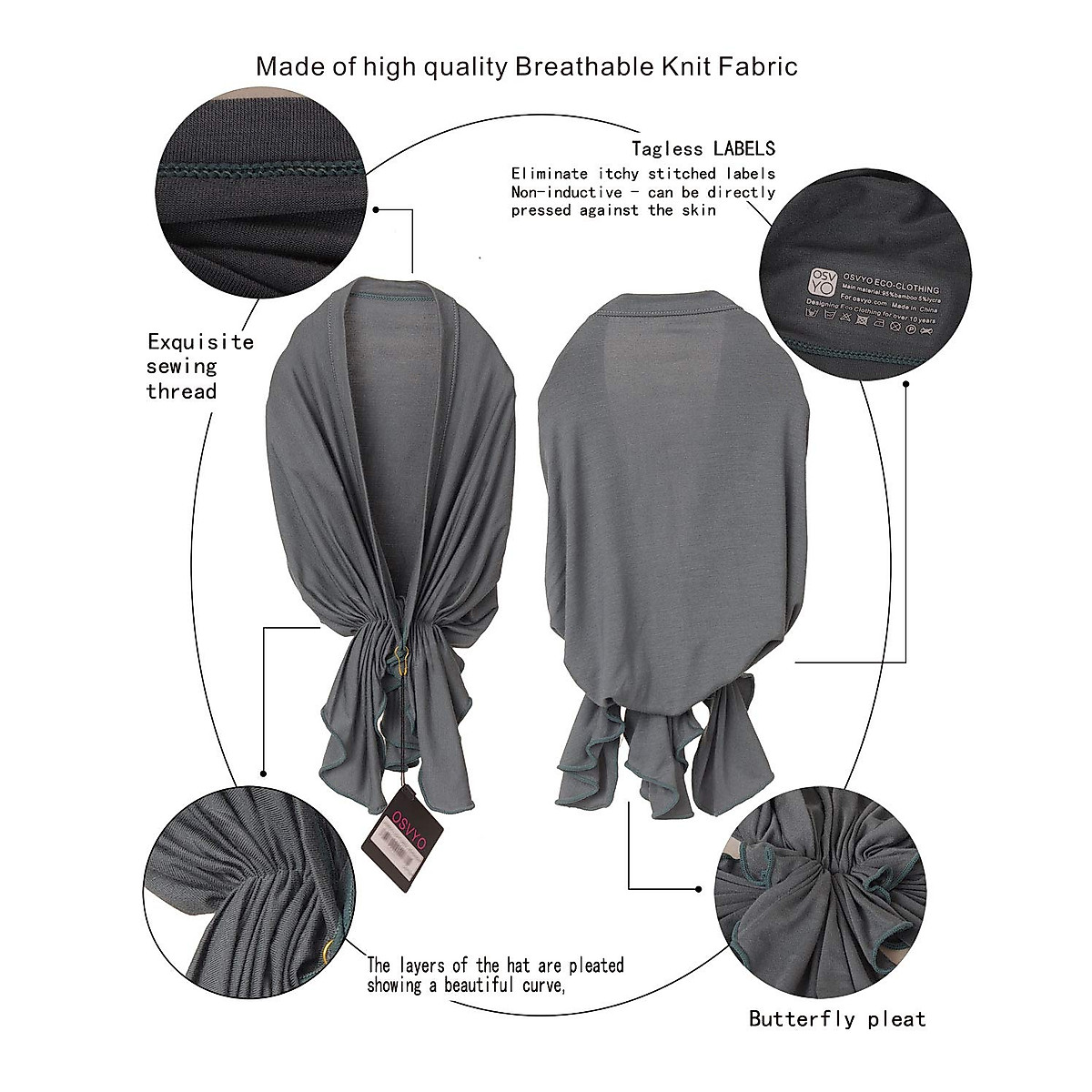 osvyo Chemo Headscarf for Women Hair Loss - Cancer Slip On Headwear Turbans Sealed Packaging Black