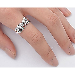 Women's Elephant Pair Classic Ring New .925 Sterling Silver Band Size 10