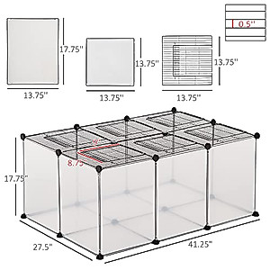 PawHut 22 Panels Pet Playpen, Small Animal Playpen with Doors, Portable Metal Wire Yard Guinea Pig Pen for Chinchillas, 14" x 18"