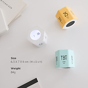 mooas Multi-Hexagon Clock Timer (White Ver.2), Digital Clock Timer, Backlit Display, 12/24H Mode, Count up & Countdown Timer, Rotating Display, Various time presets, for Studying, Cooking, Exercising