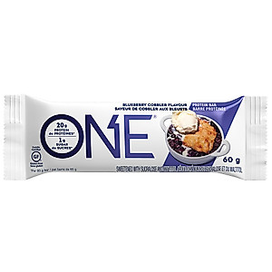 ONE Protein Bars, Blueberry Cobbler, Gluten Free Protein Bars with 20g Protein and 1g Sugar, Pantry Staples, 2.12oz (12 Count)