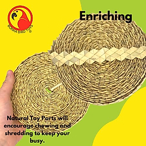 Bonka Bird Toys 3377 Palm Zig Zag Chain Roll 30 Feet Natural Woven Shredder Beak Busy Parrots Craft Part Toy Making Projects Cockatiels Parakeets Conures Amazons African Greys