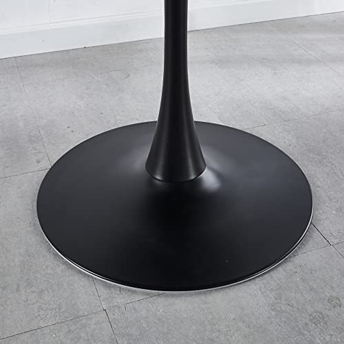 DKLGG 32" Modern Round Dining Table with MDF Table Top, Metal Base Pedestal Table Tulip Table Kitchen Table for 2-4 Person, Small Space Home, End Table Leisure Coffee Table, Black