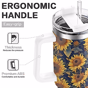 Catygift - Sunflower Style - Personalized Customized 40oz Tumbler - Camping Gift For Him, Her 40oz Tumbler With Handle Gift Ideas Handle Can Change Color
