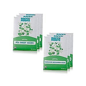 Back to the Roots 810667030377 Microgreen Bundle Sunflower & Organic Pea Shoot Seeds, Certified Organic, 0.56 Ounce (Pack of 6)