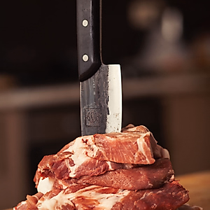 COOLINA Altomino Tungsten Steel Slicing Knife, 7.1-in Japanese Traditional Chef, Forged Hammered Kitchen Knife, Outdoor Cooking Hunting Survival Knives