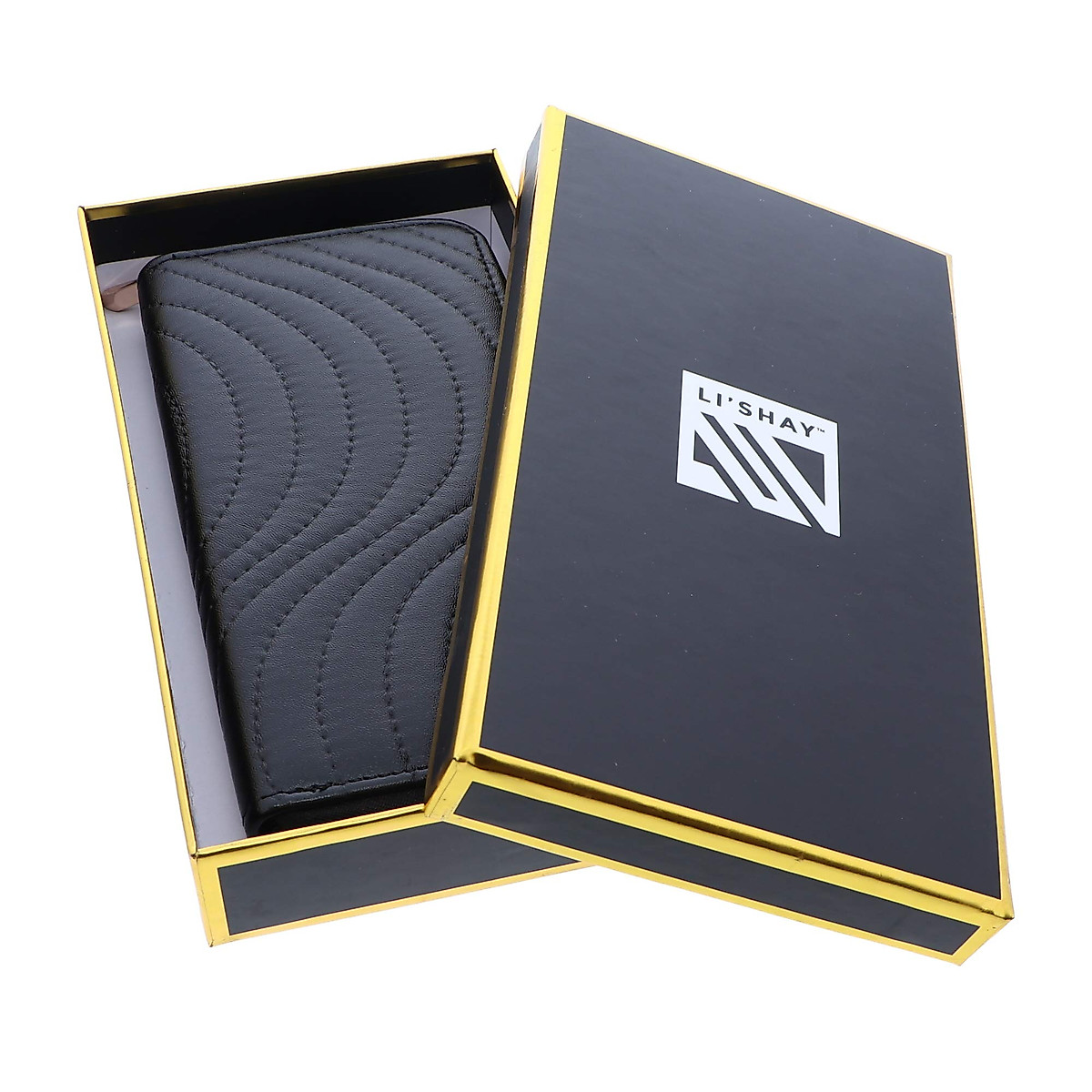 Black Swirl Design Wallet Vegan Leather Long Wallet Clutch