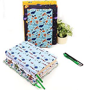 Pink Carousel Fabric Book Covers with Ribbon Bookmarks. Stretchable, Washable, Reusable Book Protectors for Medium to Large Hard Cover Schoolbooks and Textbooks. Fit Books 6" X 9" - 9” X 11."