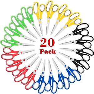 Scissors Bulk 20-Pack, Taotree 8" Multipurpose Scissors, Soft Comfort-Grip Handles Stainless Steel Sharp Shears for School Office Home, High/Middle School Classroom Scissors, Sewing DIY Craft Supplies