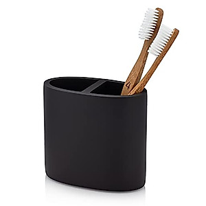 Essentra Home Matte Black Bathroom Accessory Set. Complete Set Includes: Soap Dispenser with Black Pump, Toothbrush Holder, Tumbler and Soap Dish