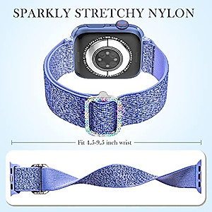 LETOID Stretchy Band Compatible with Apple Watch 38mm 40mm 41mm, 3 Pack Elastic Nylon Straps Women Replacement Braided Sport Solo Loop Wristband for iWatch Series 8 7 6 5 4 3 2 1 SE