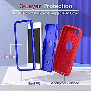 Grifobes for iPod Touch 7th Generation Case, iPod Touch 6th / 5th Generation Case, 3-in-1 Heavy Duty Shockproof Rugged Protective Cover for iPod Touch 7/6 / 5 Case for Kids Boys Children