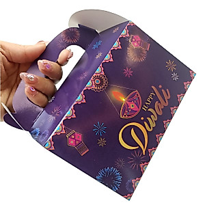 KYMY Diwali Treat Box,12pcs Happy Diwali Goodie Candy Gift Boxes for Snack Sugar Chocolate,Diwali Party Favors for India Festival Party Decorations (Purple)