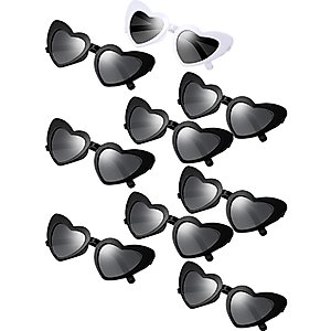 Frienda 9 Pairs Heart Shaped Sunglasses Bachelorette Heart Sunglasses for Women for Bachelorette Party Gift Favors (White Grey, Black Grey)