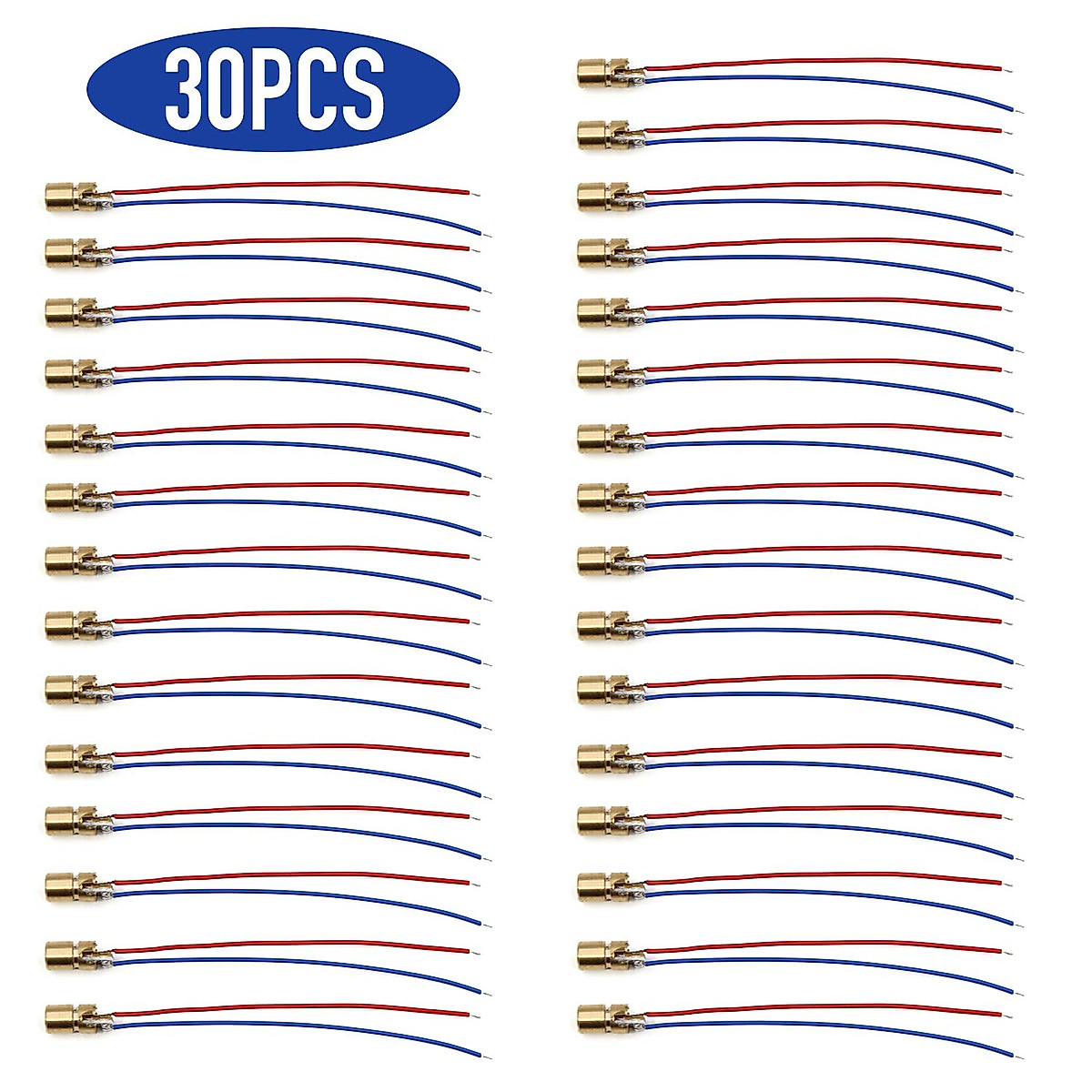 WOWOONE Laser Diode, 30pcs Mini Red Laser Diode Laser, 5V 650nm 5mW, Red Dot Laser Head, with Leads Head Outer Diameter 6mm