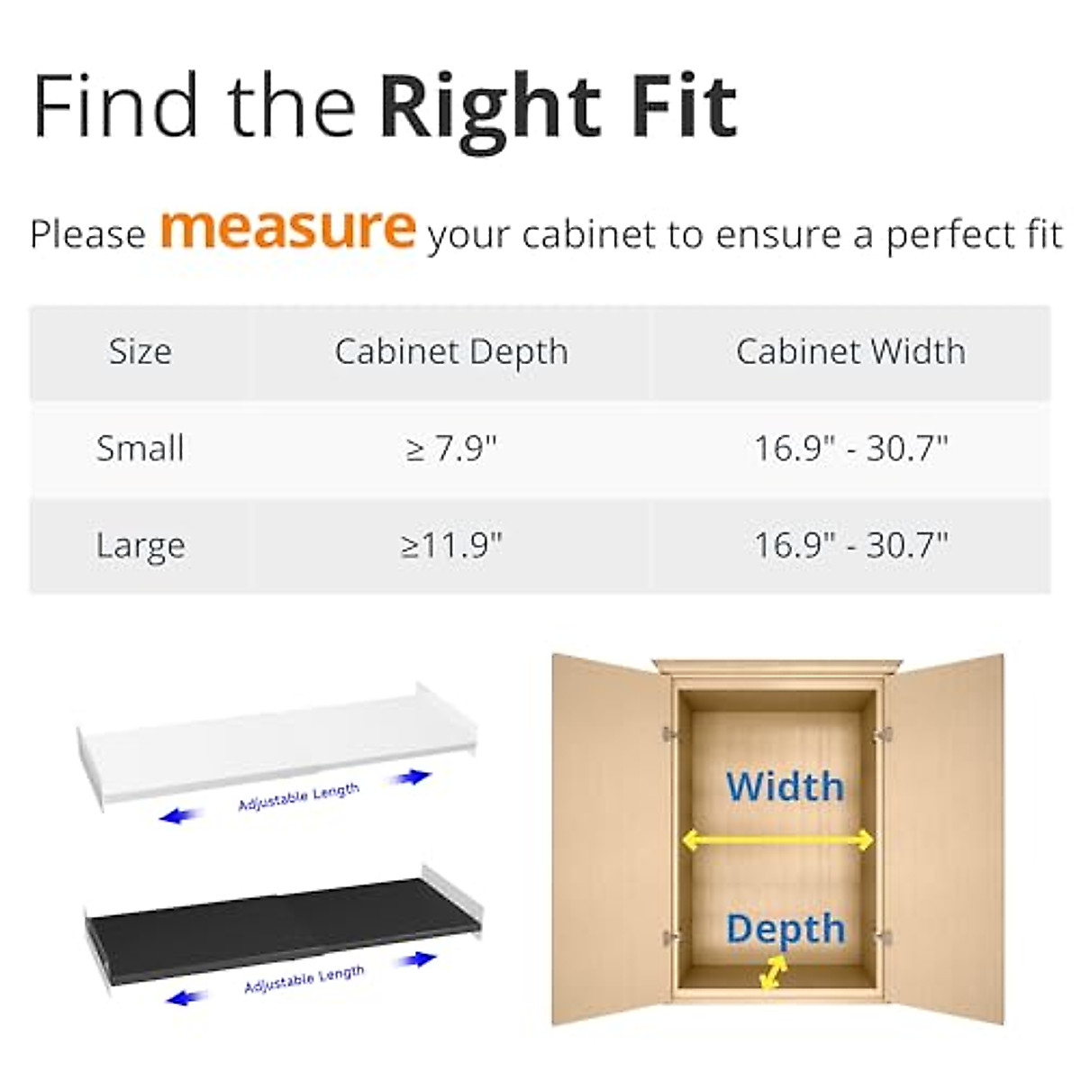 KIKIBRO Expandable Closet Shelf Organizer, Adjustable Shelves, Extendable Storage Shelving Rack Divider for Cabinet Pantry Cupboard Kitchen (2, White Small)