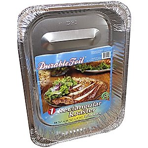 Durable Foil Rectangular Aluminum Roasting Pan, X-Large, 16 5/8” x 11 7/8” x 2 ½” (Pack of 12)