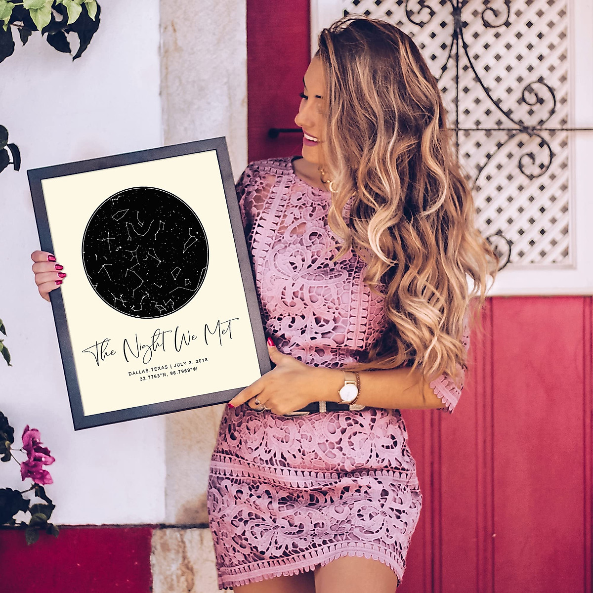 Personalized Star Map With Specific Dates & Place - Custom Constellation Map Print, Unframed- Special Occasion Star Chart Wall Art- Great Anniversary, Engagement, Wedding Romantic Gift (Cream)