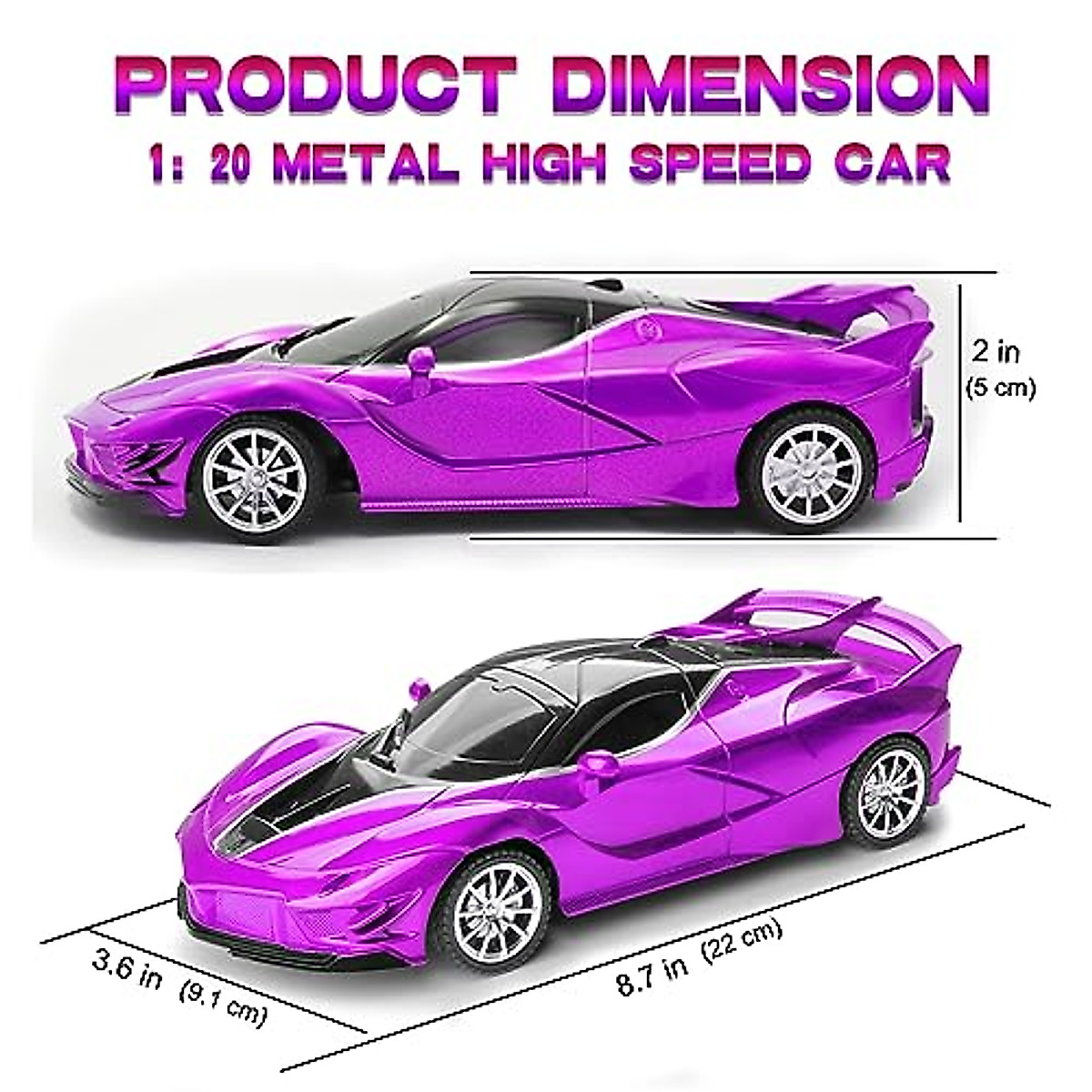 RC Cars-Remote Control Car for Girl, 2.4Ghz 1:18 Scale Electric Remote Toy Racing, with Led Lights Rechargeable High-Speed Hobby Toy Vehicle, RC Car Gifts for Age 3 4 5 6 7 8 9 Year Old Kids (Purple)