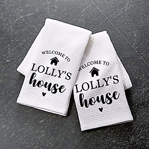 PXTIDY Lolly Grandma Gift Tea Towel Dish Towel Lolly Housewarming Gift First Home Gifts Home Owner Gift (Welcome to LOLLY'S House)