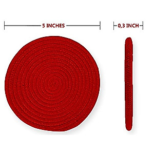 Cotton Round Woven Coasters Drink - Handmade Braided Cup Coasters Absorbent Woven Coasters Hot Pads Mats for Drink Home Kitchen Heat-Resistant Reusable Non-Slip (8 pcs red)