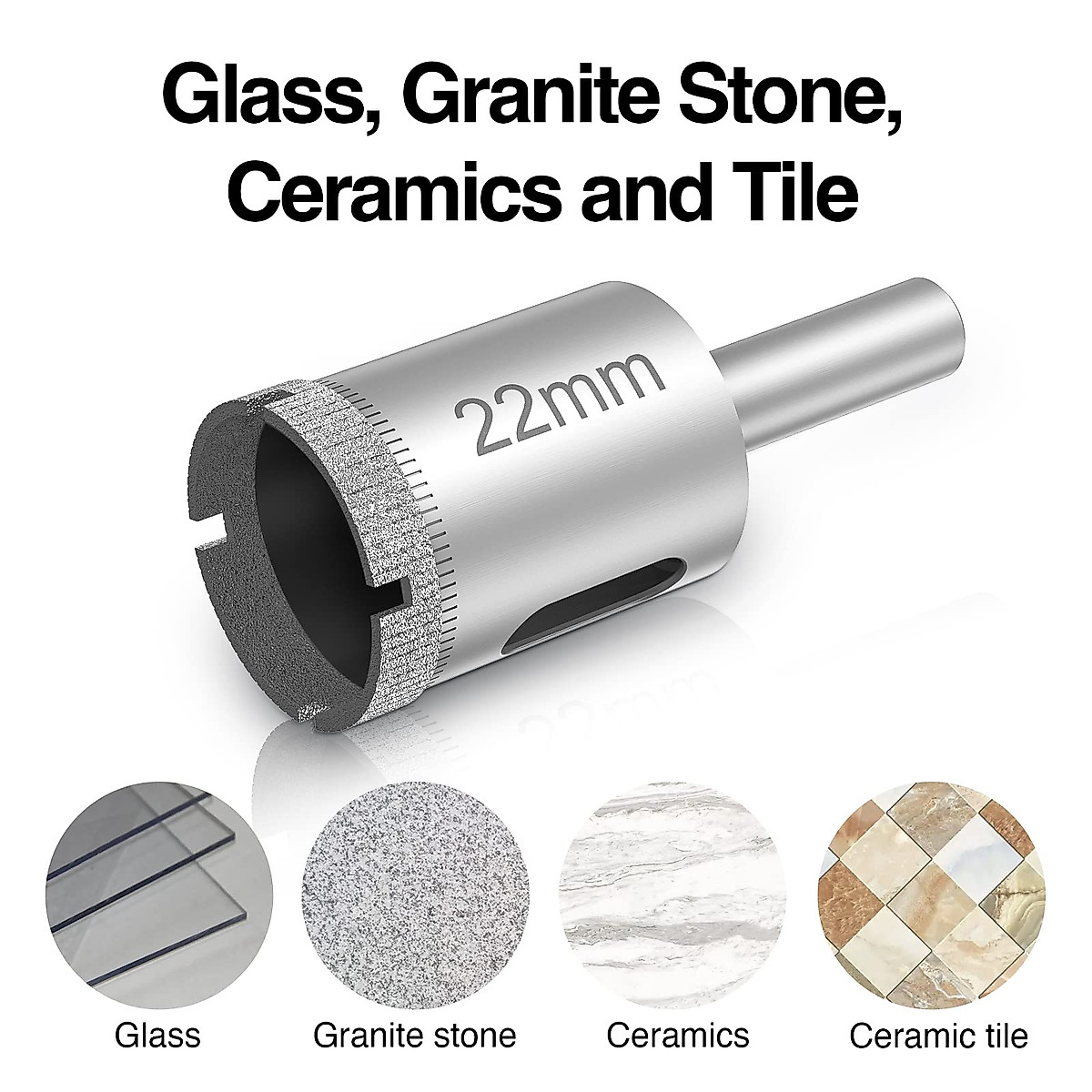 Rondarui Diamond Drill Bits Hole Saw Kit Diamond Drill Bit Set Hole Saw for Glass, Marble, Granite Stone, Bottles, Ceramics and Tile 1/4"-1-1/3" (6mm-35mm),12PCS