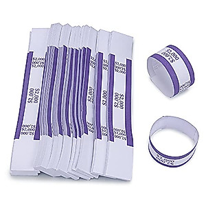 L LIKED Pack of 500 Currency Band Self Sealing Currency Straps Bands Money Bill Wrappers (Purple $2000-500 PCS)
